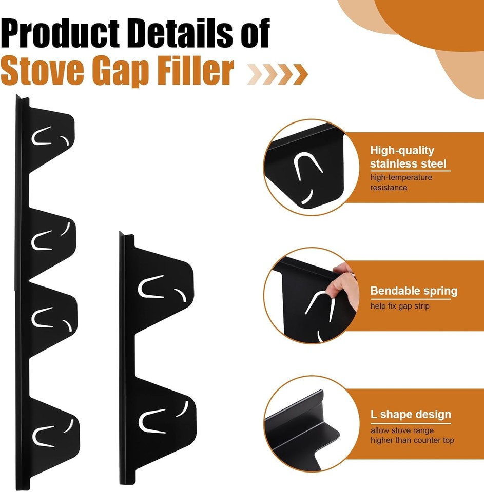 2pcs Stainless Steel Stove Gap Covers Adjustable Stove Counter Guard ...