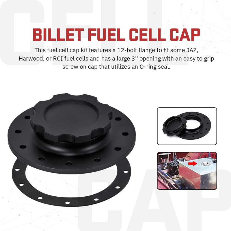 160mm Billet Aluminum Easy Fill Fuel Cell Gas Cap with 12 Hole Replace ...