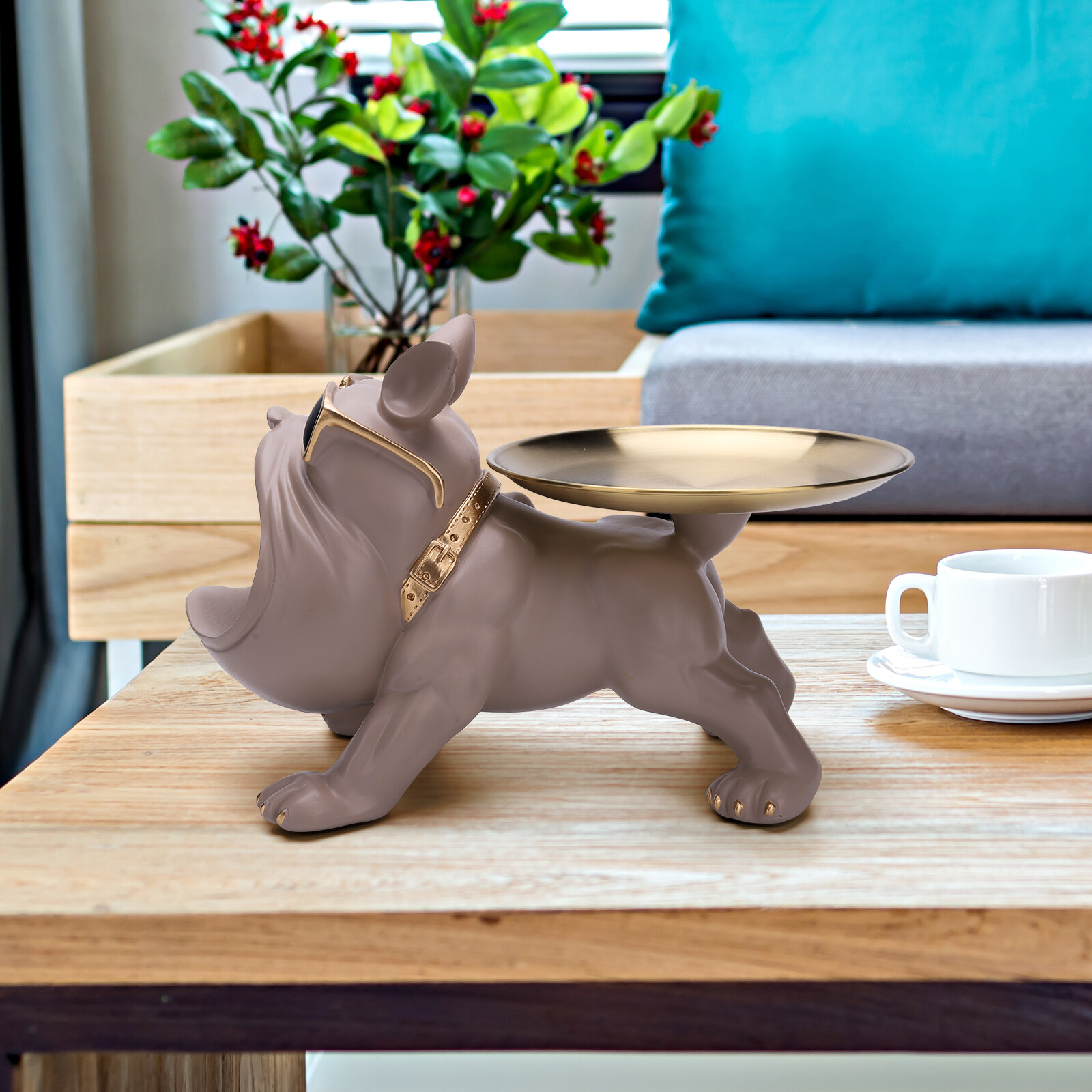 Bulldog Sculpture Decor with Pallet Resin Animal Sculpture for Study ...