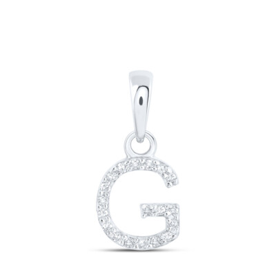 10kt White Gold Womens Round Diamond G Initial Letter Pendant 1/20 Cttw ...