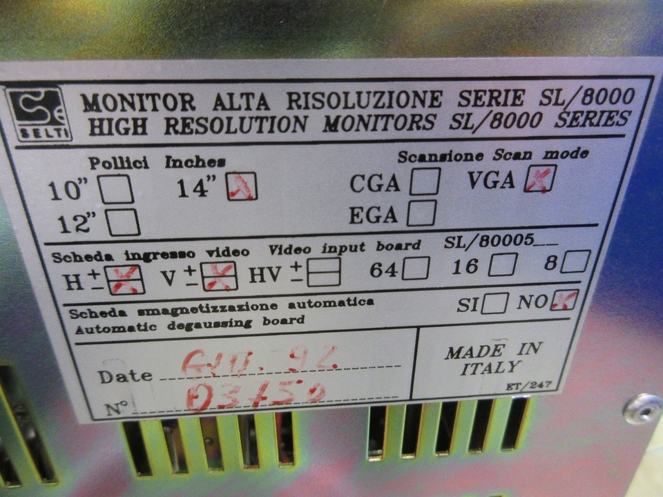 SELTI FADA SELTI CNC DISPLAY MONITOR 14'' SL/8000 SERIES FIDIA COPY ...