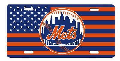New York Mets American Flag High Gloss License Plate | eBay