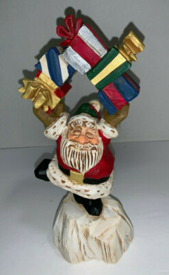 DAVID FRYKMAN COLLECTION "Christmas 1995" 8 1/2" tall Santa on one Leg ...