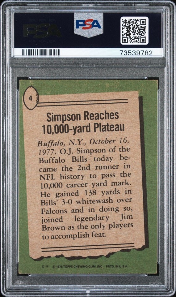 1978 Topps Football O.J. Simpson Card #4 PSA VG 3.5 | eBay