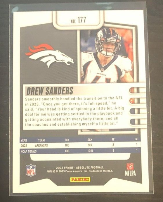 2023 Prizm Absolute DREW SANDERS Rookie Card RC #177 Broncos | eBay