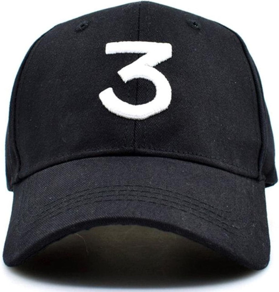 Number 3 Baseball-Cap White 3 Embroidered Dad Hat Black One Size, | eBay