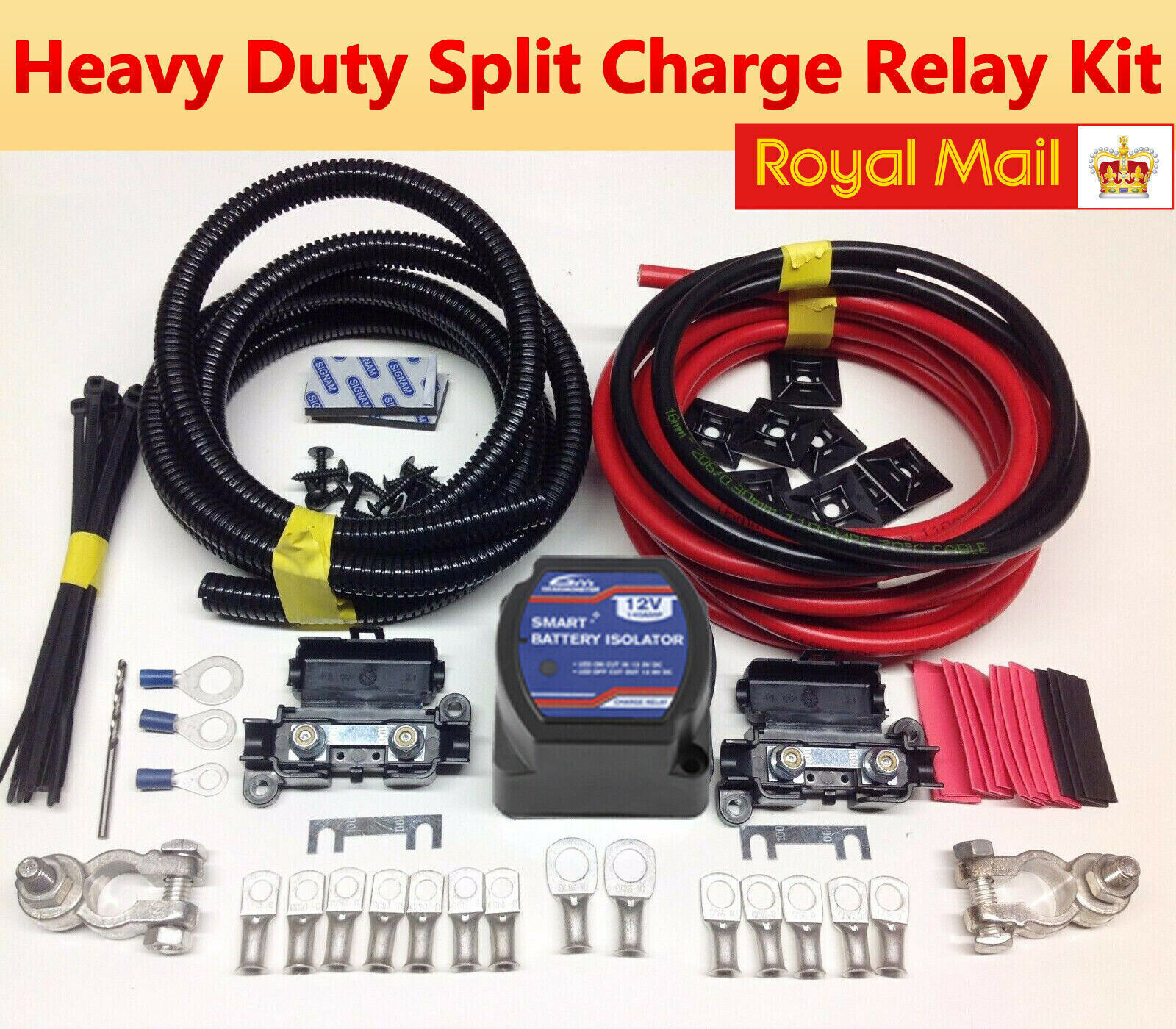 5mtr Professional Split Charge Relay Kit 12v 140amp Durite Voltage ...