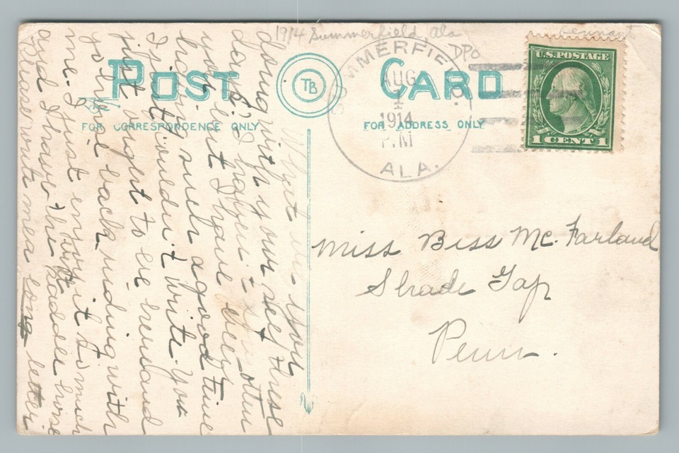 “Lonesome at SUMMERFIELD Alabama” Rare Antique Dallas County AL DPO ...