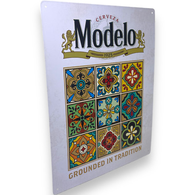 Modelo Tiles 15" x 12" Metal Beer Sign W/ Reinforced Hemmed Edges Man ...
