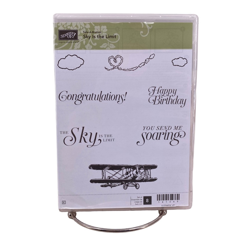 Stampin Up Sky is the Limit 8 pc Rubber Stamp Set Airplane Birthday ...