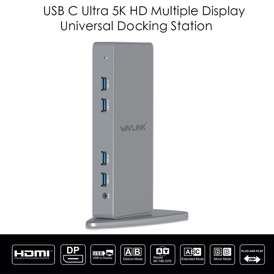 14-IN-1 DisplayLink Docking Station Dual 5K HDMI Monitor USB-C/A Laptop ...
