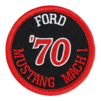 1970 Ford Mustang Mach 1 Embroidered Patch Black/Red Iron-On Sew-On Hat ...