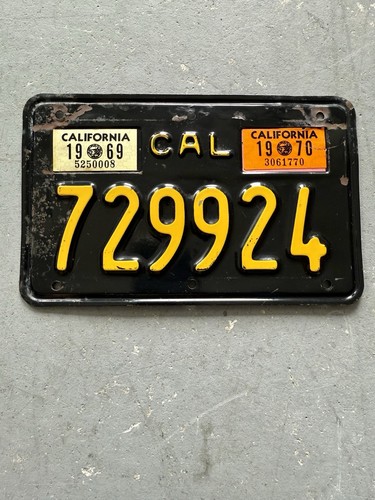 1963 California Motorcycle License Plate #72924 YOM Harley BMW 1969 ...