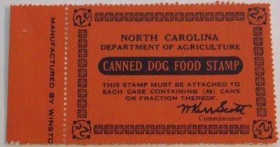 United States Stamp State Revenue North Carolina Canned Dog Food 2 ...
