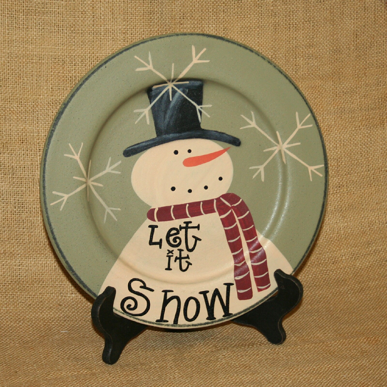 Let It Snow Snowman Decorative Plate On Stand Hearthside Collection | eBay