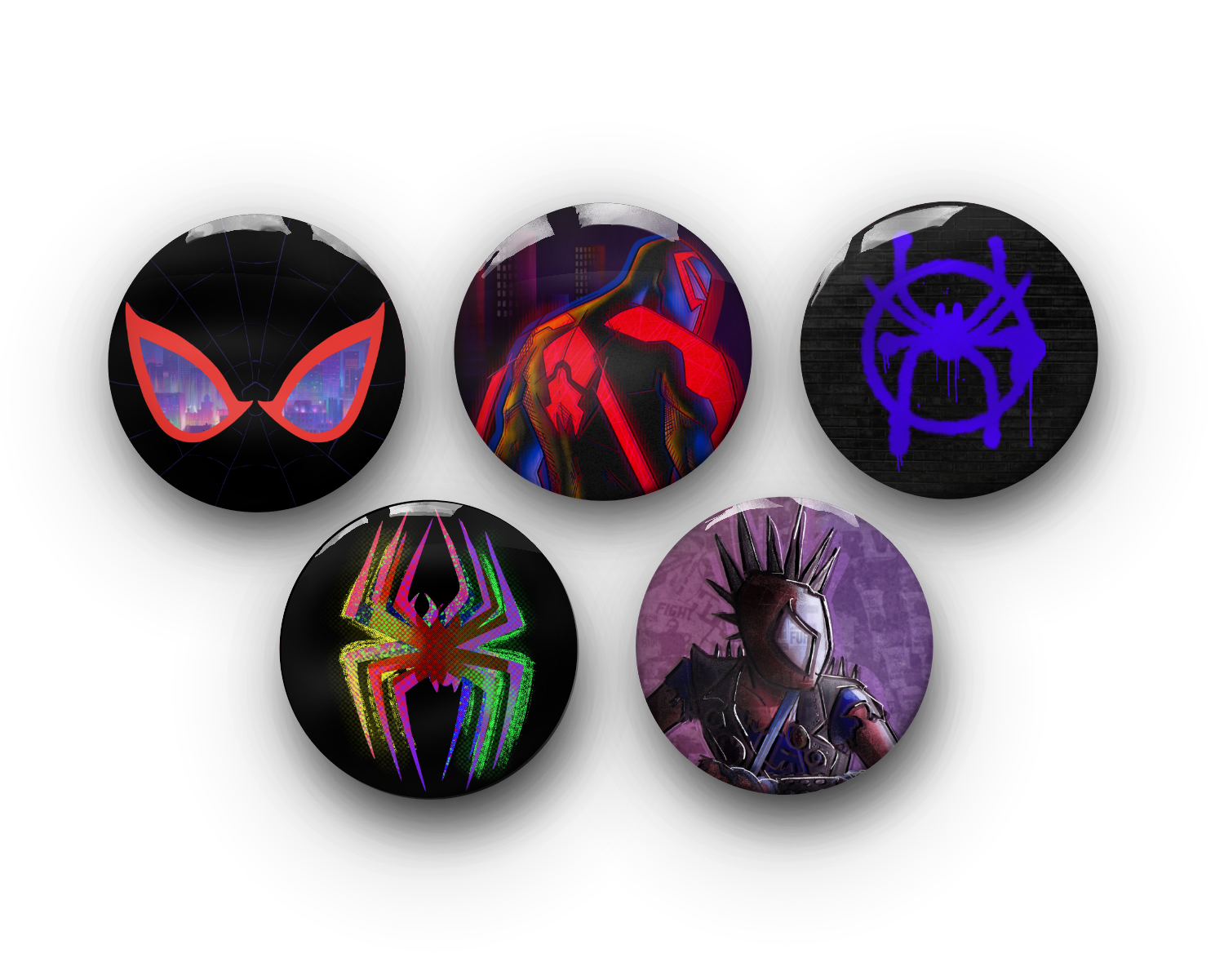 Spider-Verse Pin Badges | Spiderman | Miles Morales | Spider-Punk ...