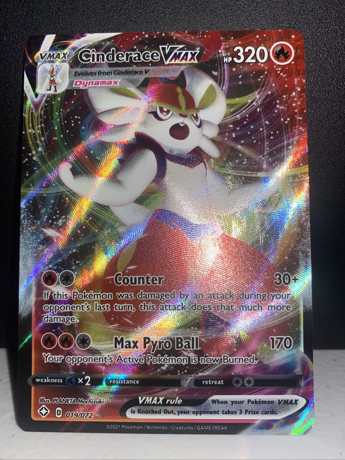 Cinderace VMAX - 019/072 - Ultra Rare Shining Fates Pokemon TCG NEAR ...