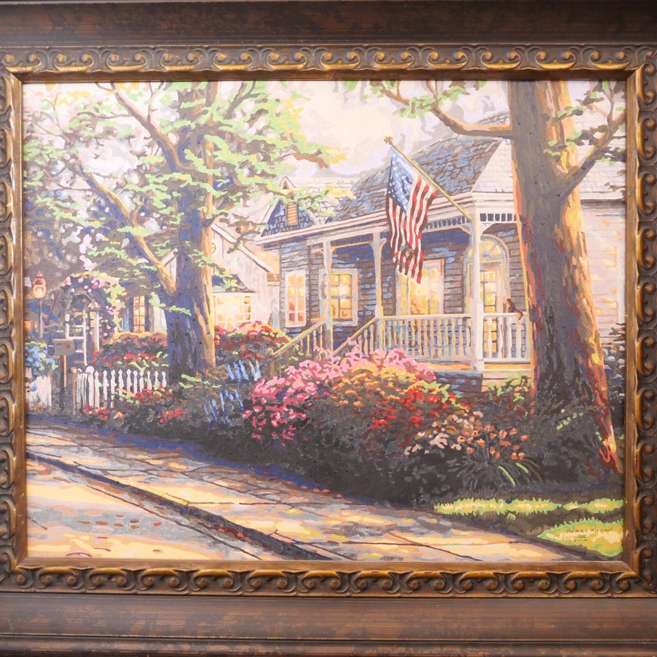 Signed Framed Thomas Kinkade Original Painting " Hometown Pride " 16" X ...