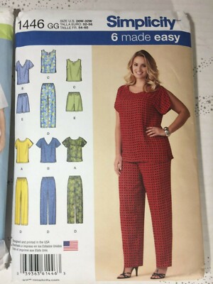 Simplicity 6 made Easy Pattern 1446 NEW UNCUT 26W - 32W PLUS XL Women ...