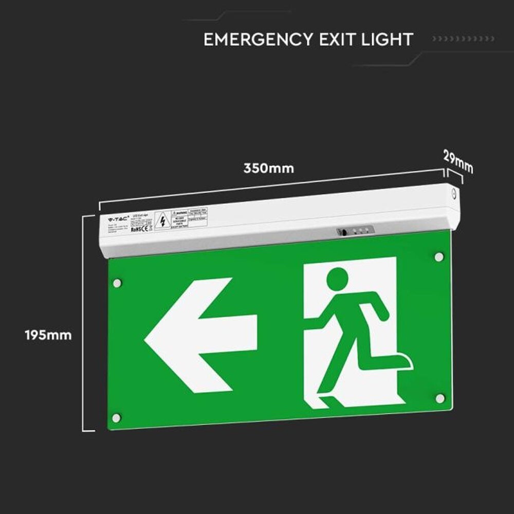 Emergency LED Left Arrow 3W Fire Exit Sign Notifier Up Door Wall ...