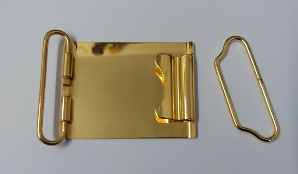 62mm Gilt Buckle Plate type buckle Set No Insignia British Military ...