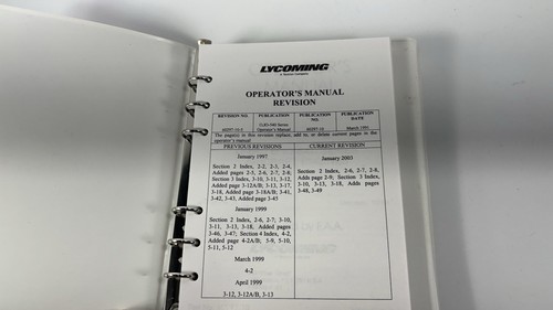 Textron Lycoming Aircraft Engines Operator's Manual Series O-540 IO-540 ...