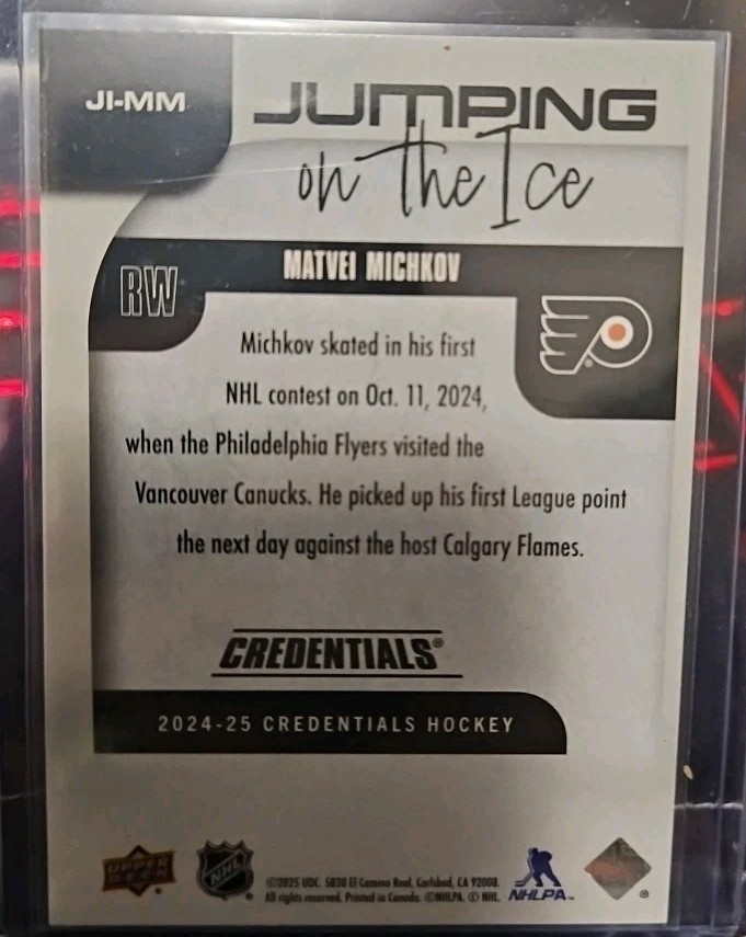 Matvei Michkov 24-25 Upper Deck Credentials Hockey Jumping On The Ice ...