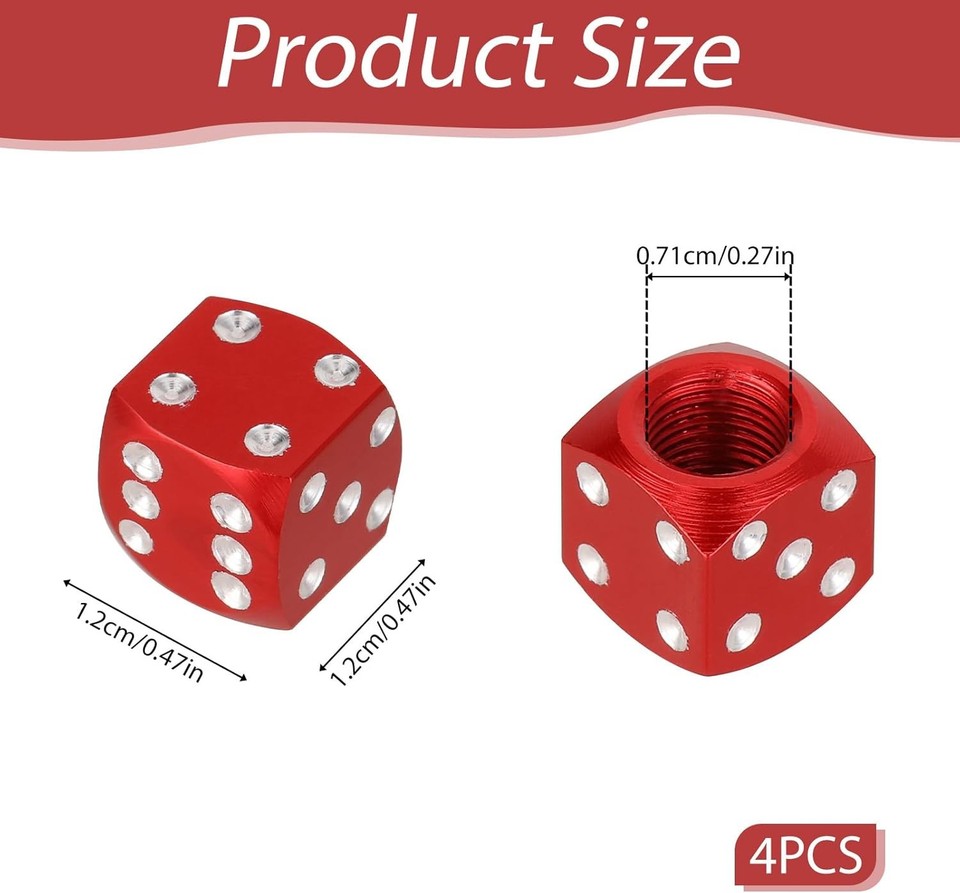 4pcs Dice Tire Air Valve Stem Caps Covers for Cars, Suvs, Trucks ...