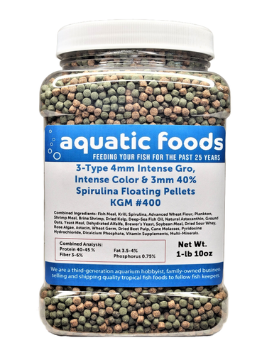 3-Type 4mm Intense Gro & Color & 3mm 40% Spirulina Floating Pellets ...