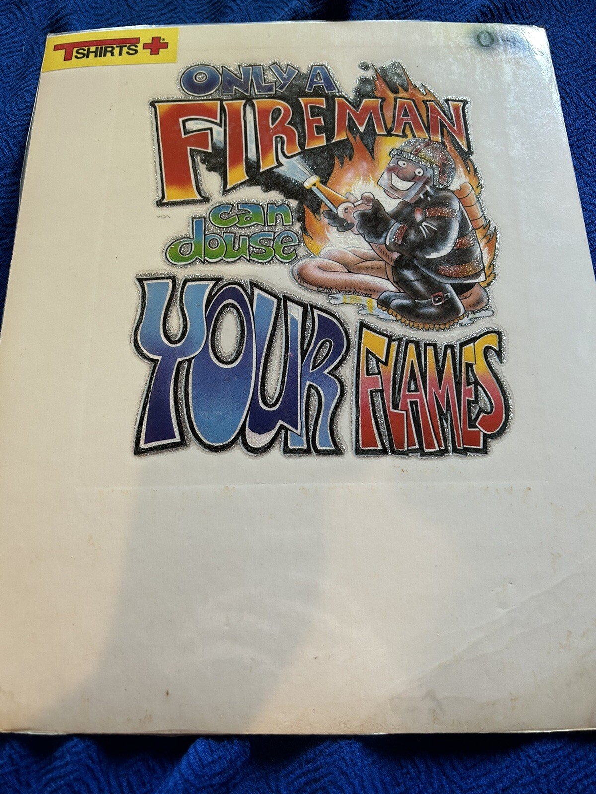 1981 Fireman Risque Humor Iron-On T-Shirt Art Graphic… - Gem