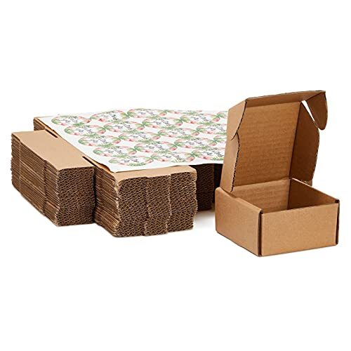 Corrugated Shipping Boxes, 4x4x2 Box Cardboard Mailers with Thank You ...