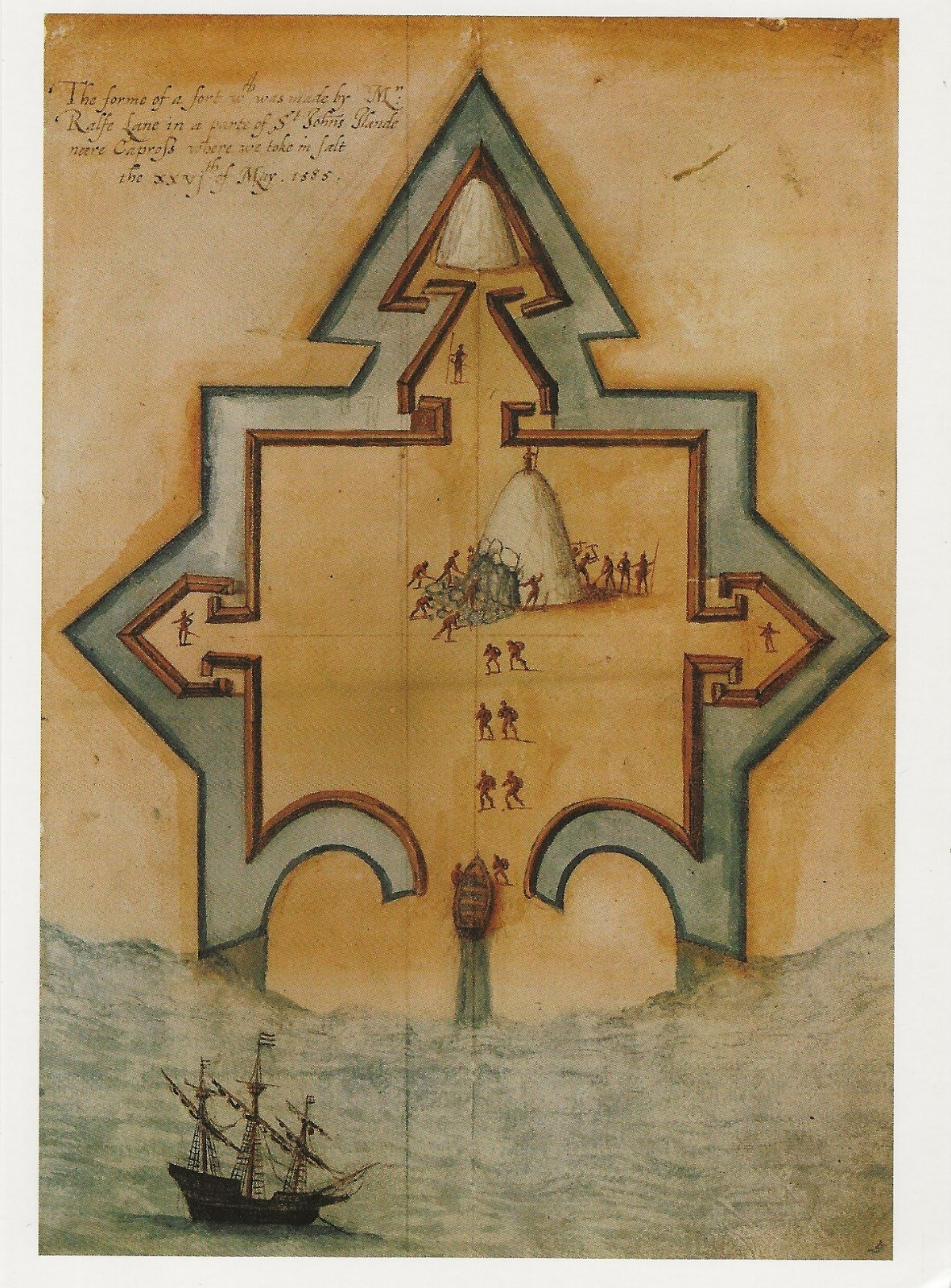 Postcard John White "Fort Design, Cape Rojo, Puerto Rico" 1585 British ...