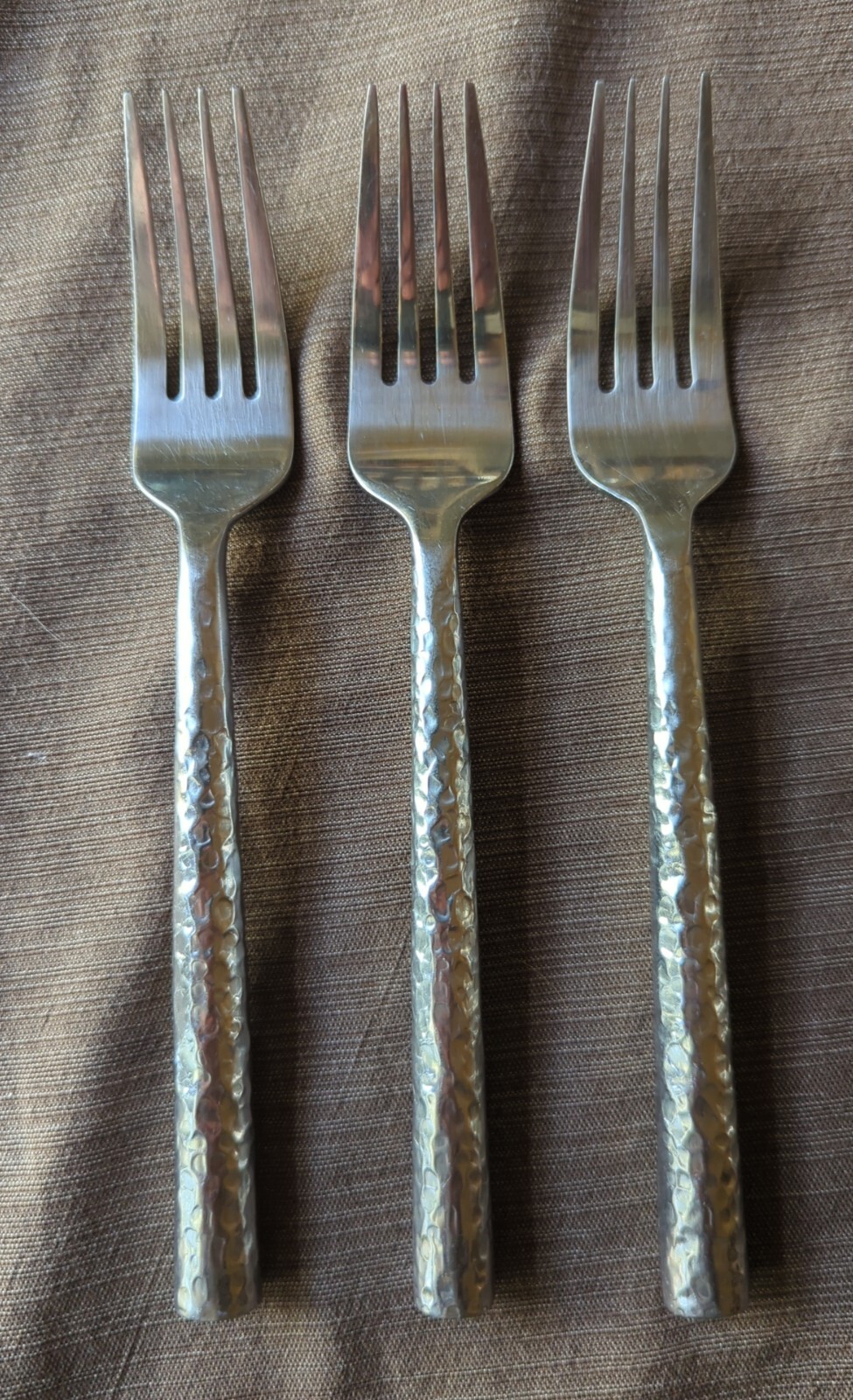 Lot of 3 Dinner Forks Hammered Rolled Banana Republic Stainless BNRHAM ...