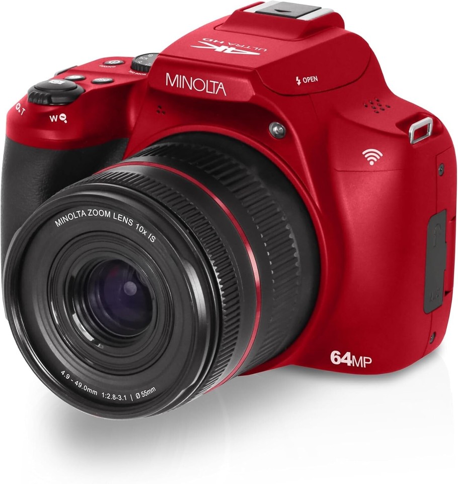 Minolta 64MP/ 4K Ultra HD Digital Camera with 10x Optical Zoom (Red) | eBay