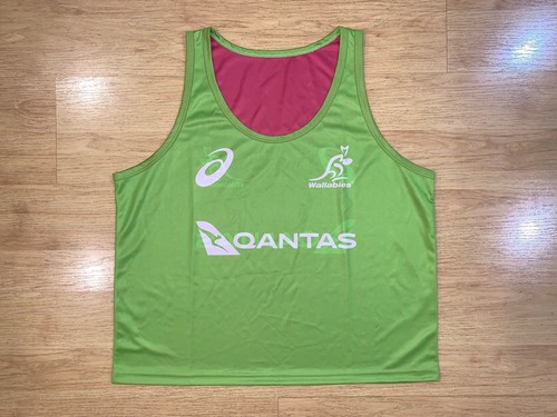 AUSTRALIA WALLABIES ASICS PLAYERS REVERSIBLE BIB SINGLET RUGBY UNION ...