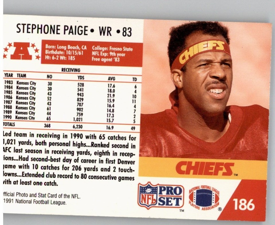 1991 Pro Set #186 Stephone Paige | eBay