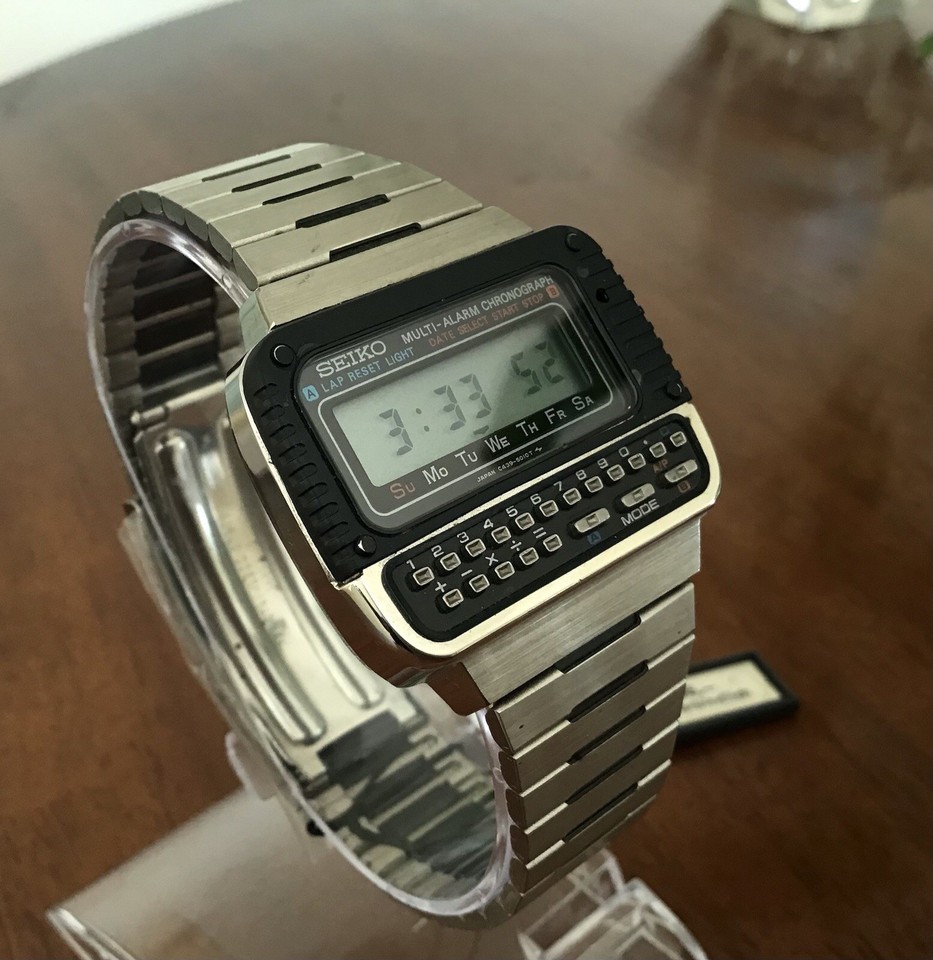 1981 NOS Seiko C439-5010 LCD Calculator Watch + original stylus ...