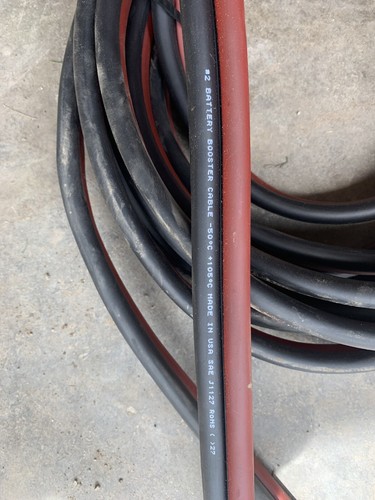 25 ft 2 gauge Awg bonded pure copper booster jumper cable Battery Winch ...
