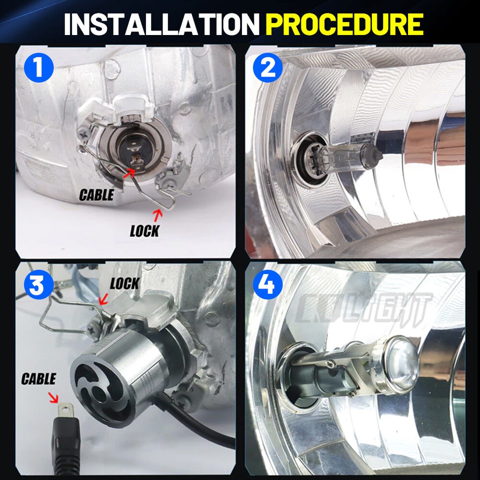 2Pcs H4/H7/H11 Mini Bi-LED Projector Lens LED Headlight Hi-Lo Beam ...