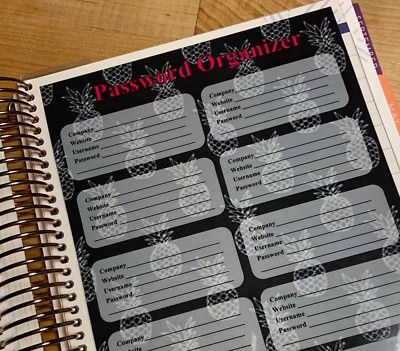 Password Organizer Dashboard Insert for use with Erin Condren Planner ...