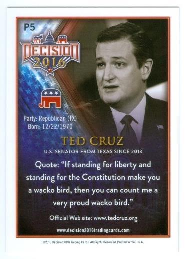 TED CRUZ "PROMO CARD P5" DECISION 2016 | eBay