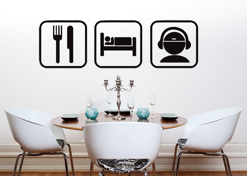 Eat Sleep DJ Music Disco Studio Dance Bedroom Decal Wall Art Sticker ...