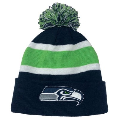 Adult Womens & Mens Striped Seattle Seahawks Beanie Stocking Cap Hat | eBay