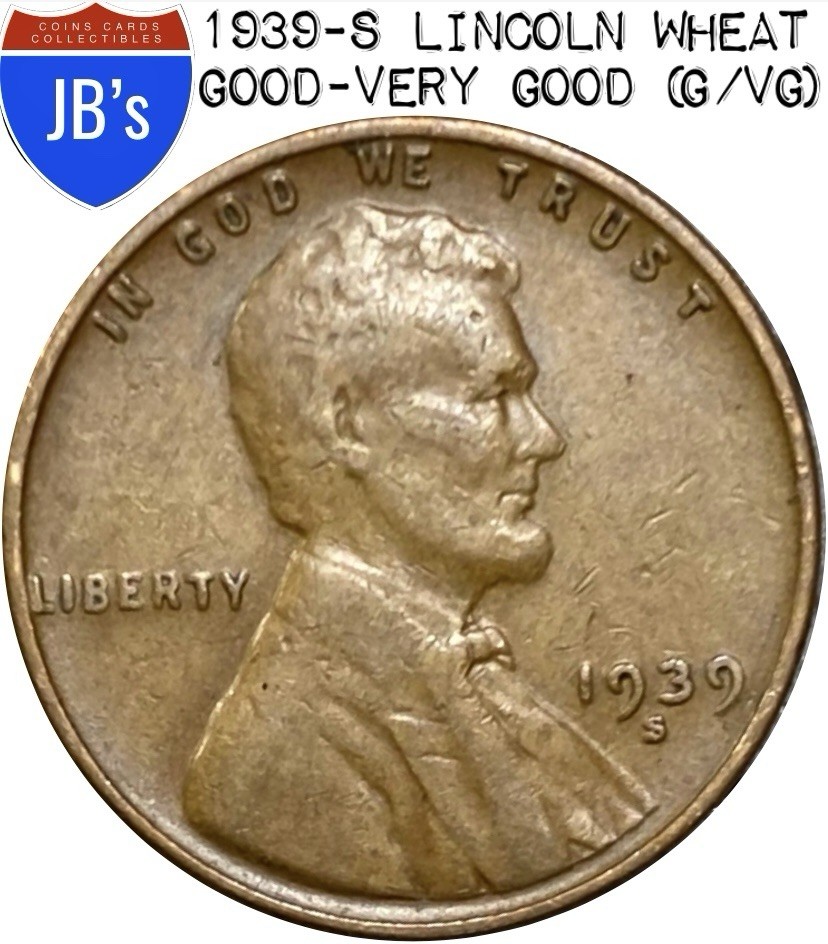 1939-S Lincoln Wheat Cent Penny 1c - Circulated Good/Very Good (G/VG ...