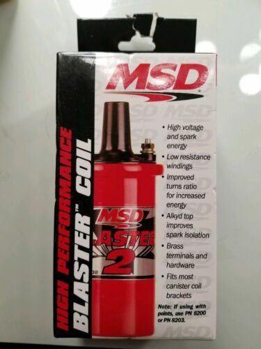 MSD 8202 Ignition Coil Blaster 2 Canister Round Oil Filled Red 45000 V ...