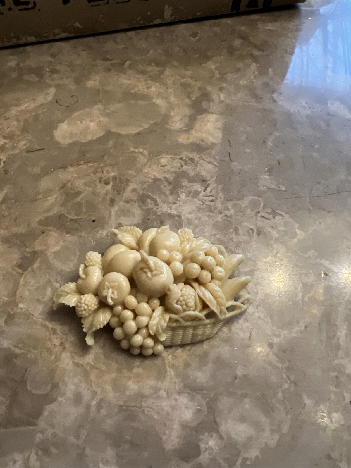 Antique Vintage Carved Celluloid Basket of fruit veg… - Gem