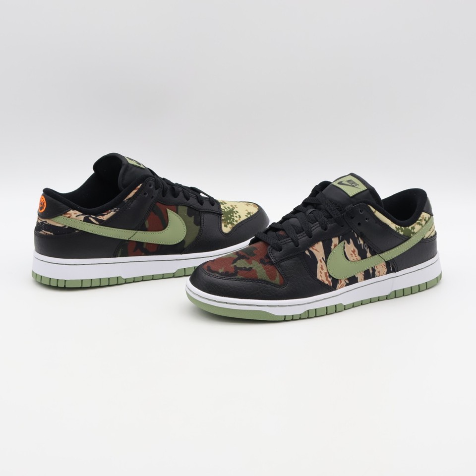 DH0957-001 Nike Dunk Low Crazy Black Multi Camo Khaki Oil Green Orange ...