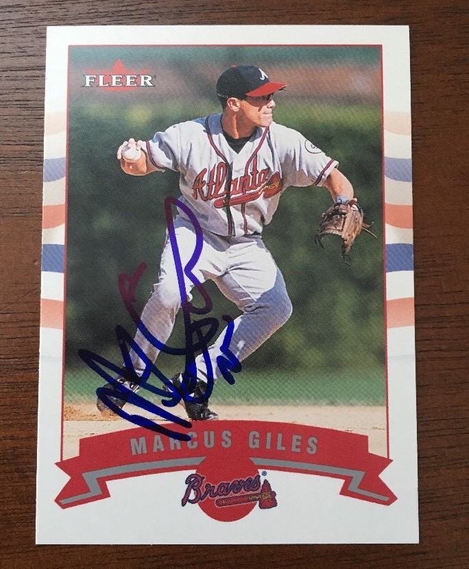 MARCUS GILES 2002 FLEER AUTOGRAPHED SIGNED AUTO BASEBALL CARD 89 BRAVES ...