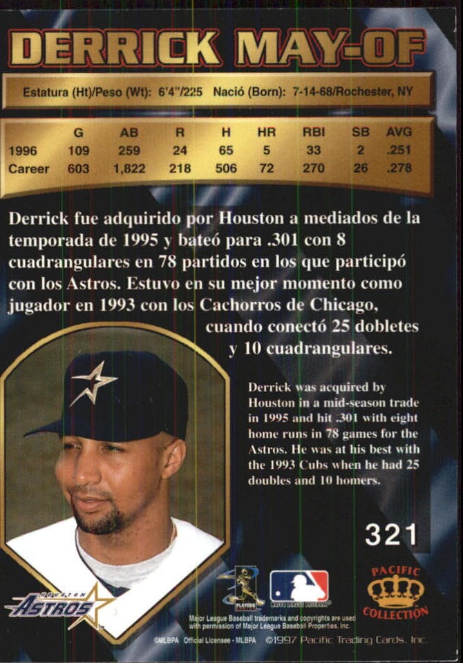 1997 Pacific Baseball Card #321 Derrick May | eBay