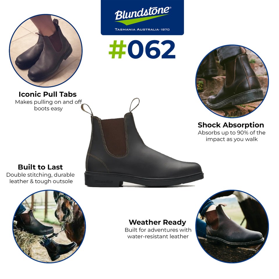 Blundstone 062 Stout Brown Unisex Leather Square-Toe Chelsea Boot | eBay UK